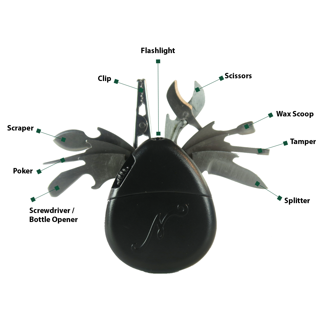 Nuggy OG Smoking Multi-Tool -10-in-1 Wax Scoop Spoon, Scraper, Clip, P ...