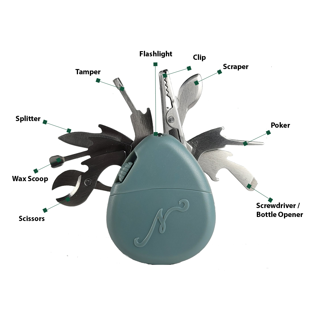 Nuggy OG Smoking Multi-Tool -10-in-1 Wax Scoop Spoon, Scraper, Clip, P ...